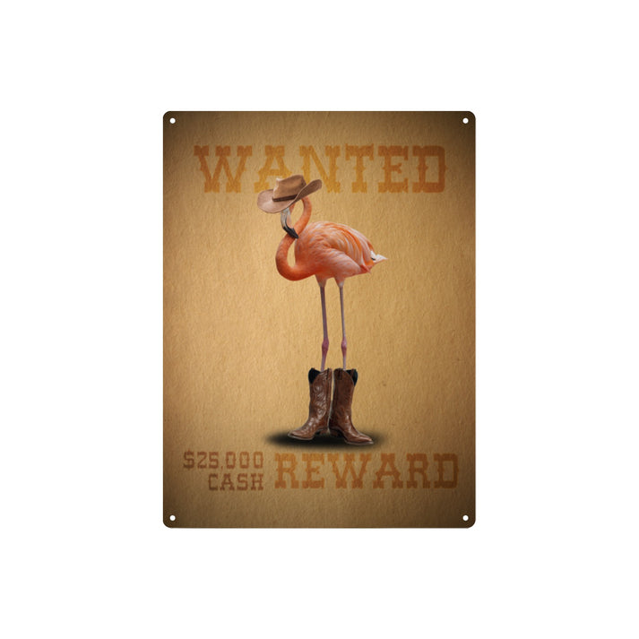 Flamingo Cowboy Wanted Poster Metal Sign – Flamingo Life